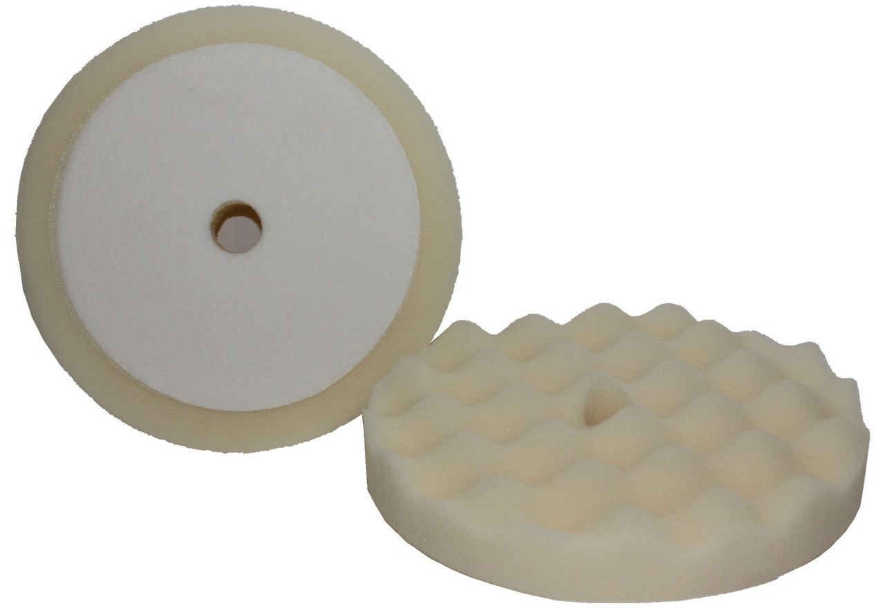 8" Heavy Cut White Waffle Foam Buffing Pads 2 Pack