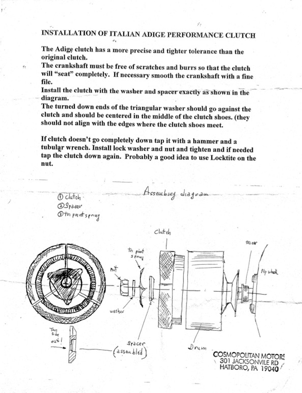 Vespa Kinetic Non Variating Performance Clutch By Adige Moped Division