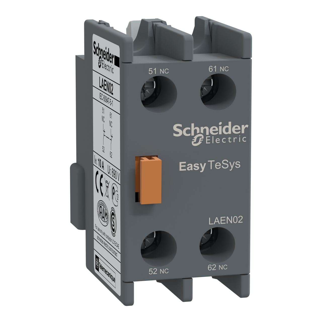 Schneider Electric Auxiliary contact block,Easy TeSys Control,2NC,for ...