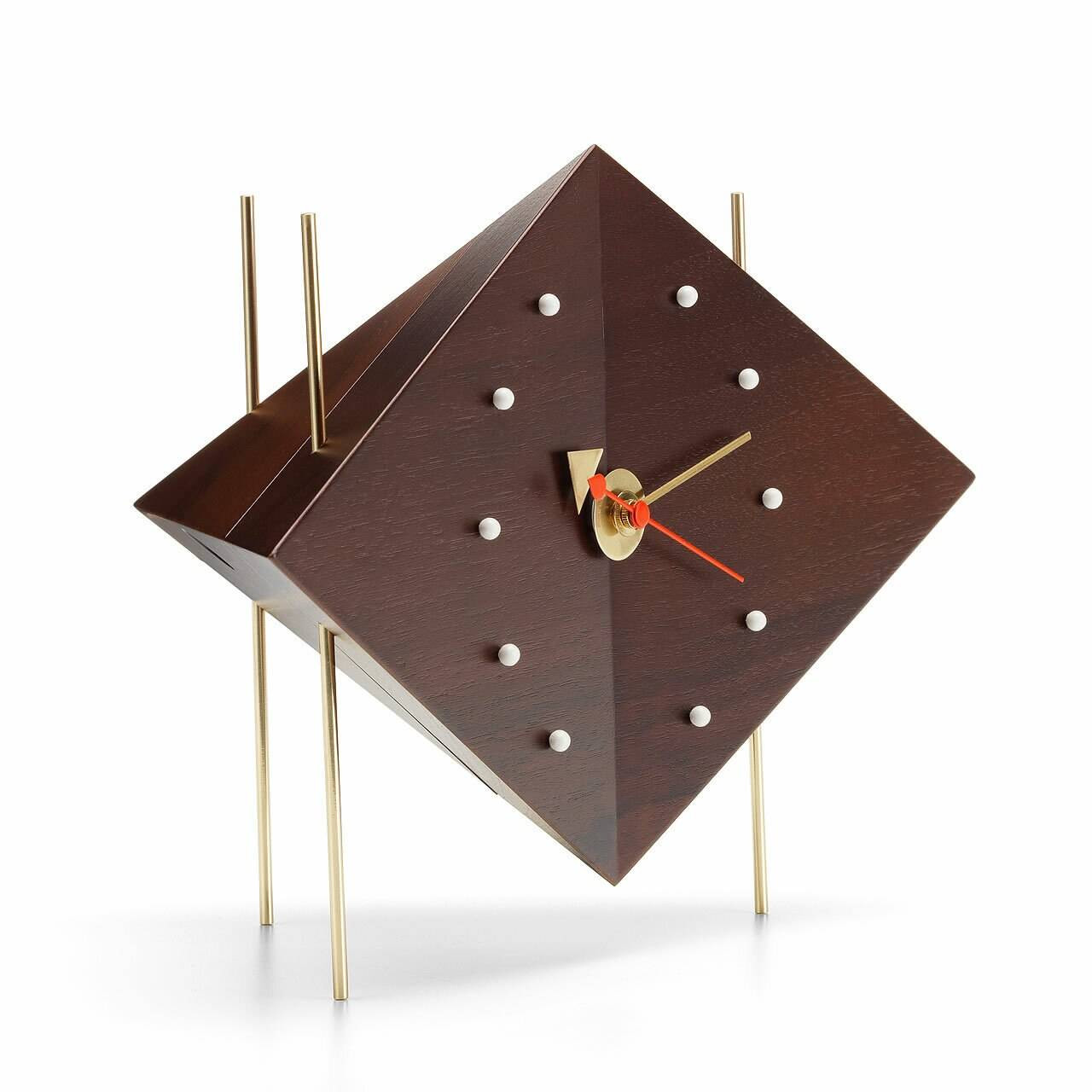George Nelson Diamond Walnut Clock | Desk Clock by Vitra