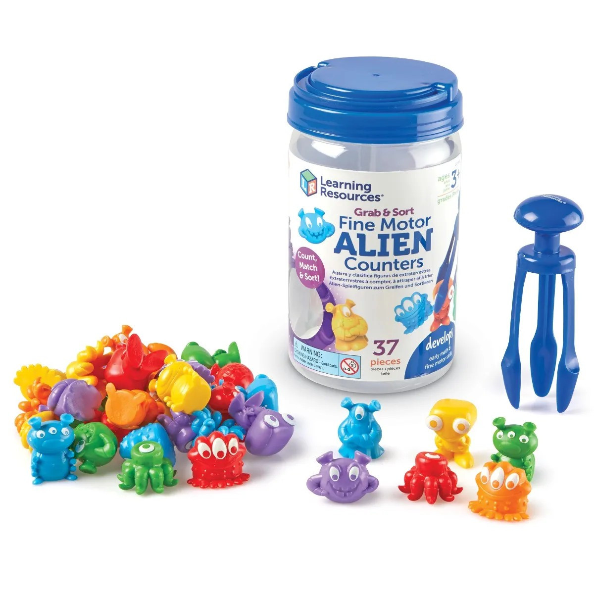 Learning Resources Grab & Sort Fine Motor Alien Counters - Supplies for ...