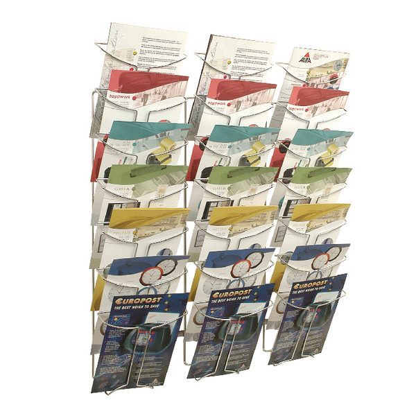 Alba Wall Mounted 21 Pocket Literature Holder A4 Chrome DDFIL21M ...