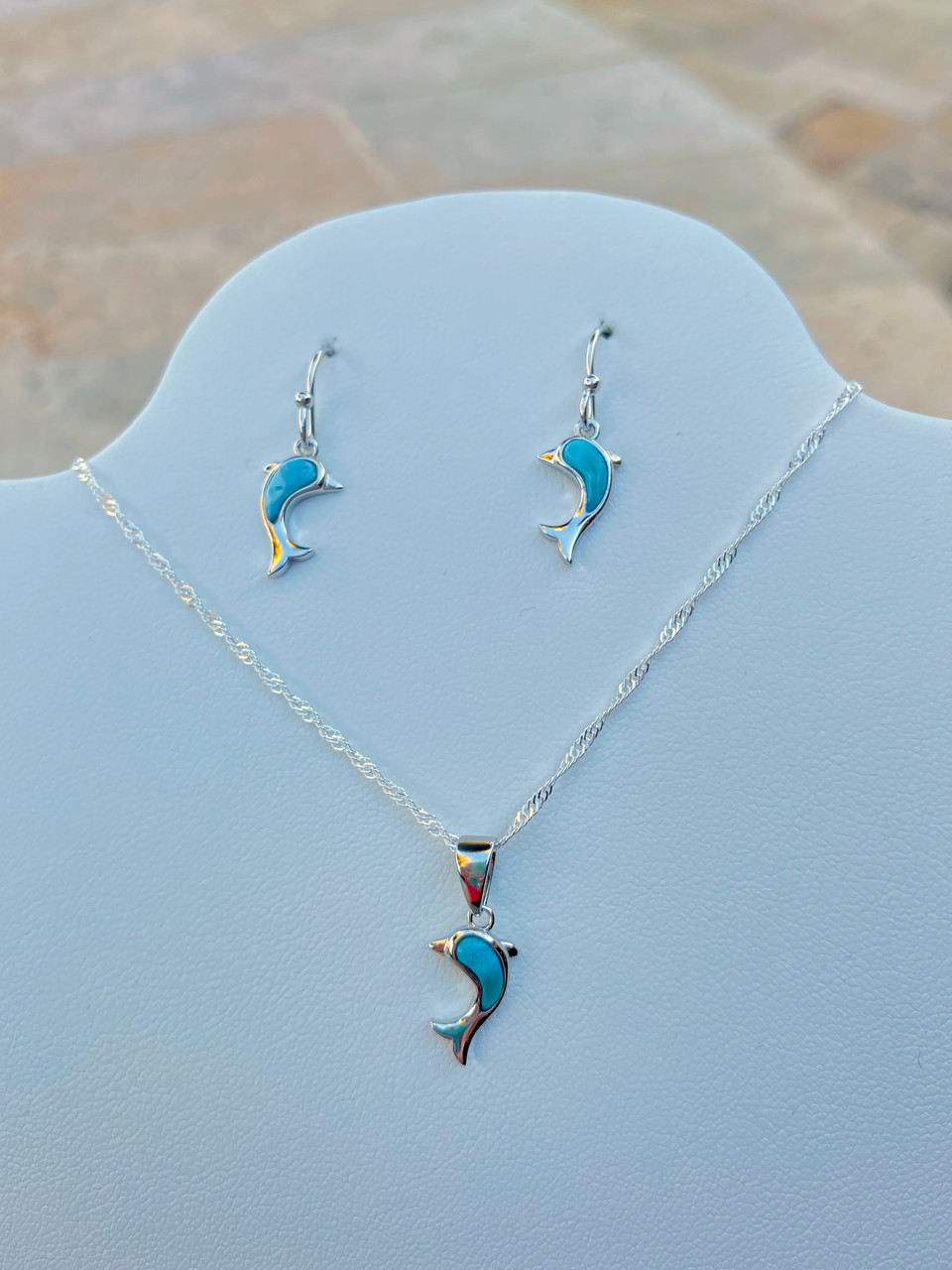 Mermaid s Melody The Enchanting Larimar Dolphin Jewelry Set