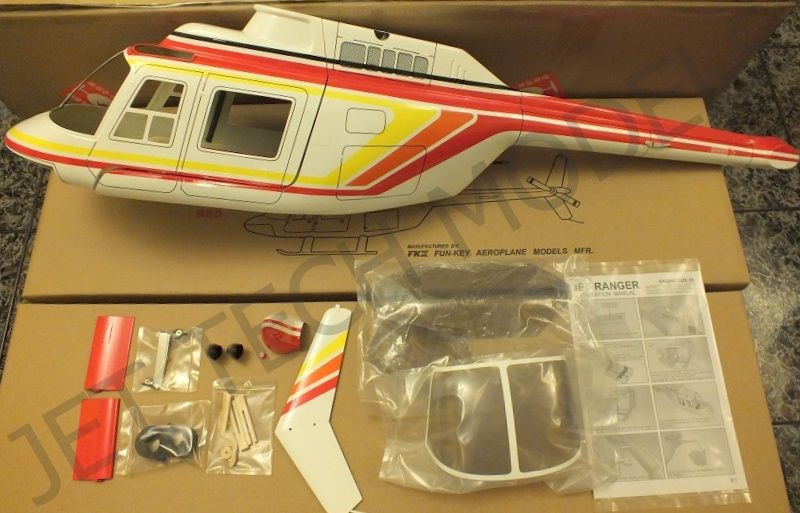 FUNKEY Scale Fuselage Jet Ranger .50 (600) size RED COLOR - JET TECH MODELS