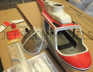 FUNKEY SCALE FUSELAGE JET RANGER .60(700) size RED COLOR + Landing Skid ...