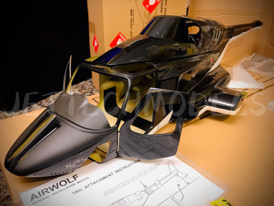 (New version) FUNKEY Scale Fuselage AIRWOLF .60 (700) size Black color ...