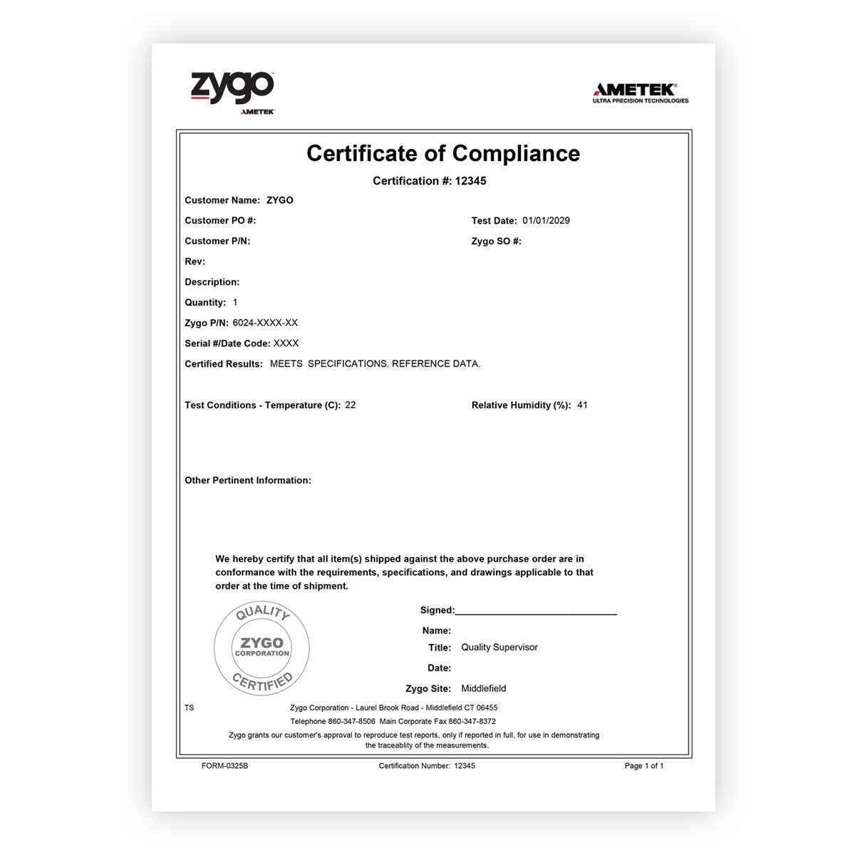 Compliance Certification 32" Flat - AMETEK Germany