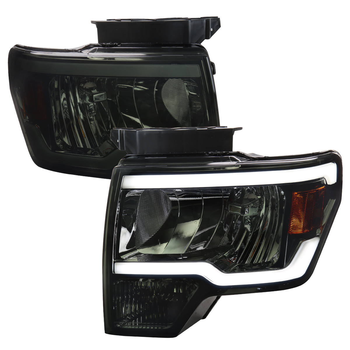 2009-2014 Ford F-150 LED Tube Factory Style Headlights (Chrome Housing ...