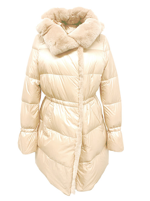 Violanti Down Puffer Fur Jacket with Details - Vivaldi Boutique