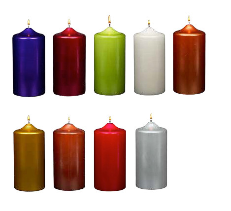 Candles - Pillar Candles - Round Metallic Candles - D'light Online Inc