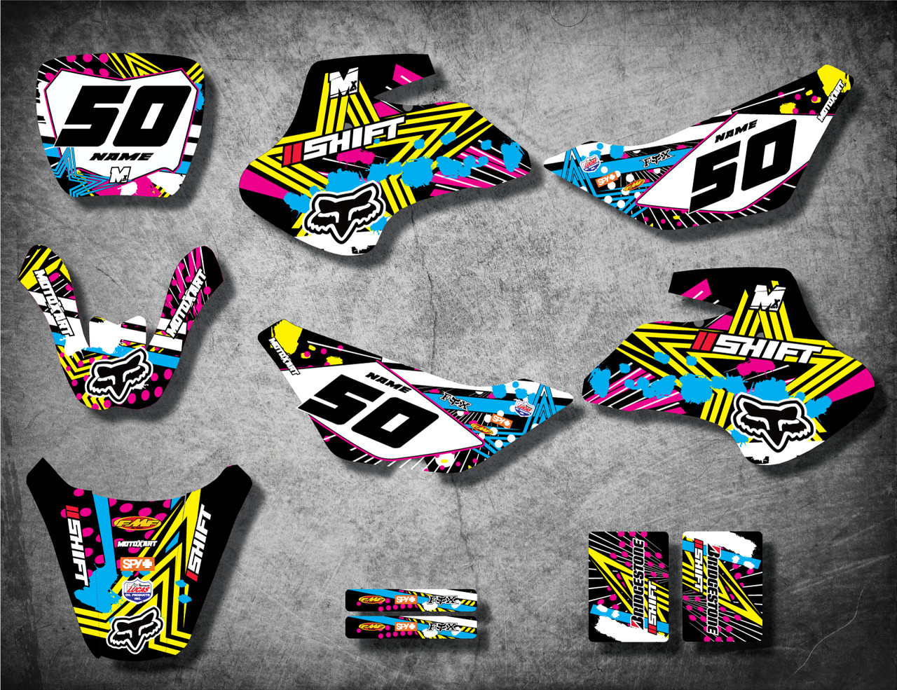 Suzuki 50cc PINNED style full Sticker Kit - MotoXart