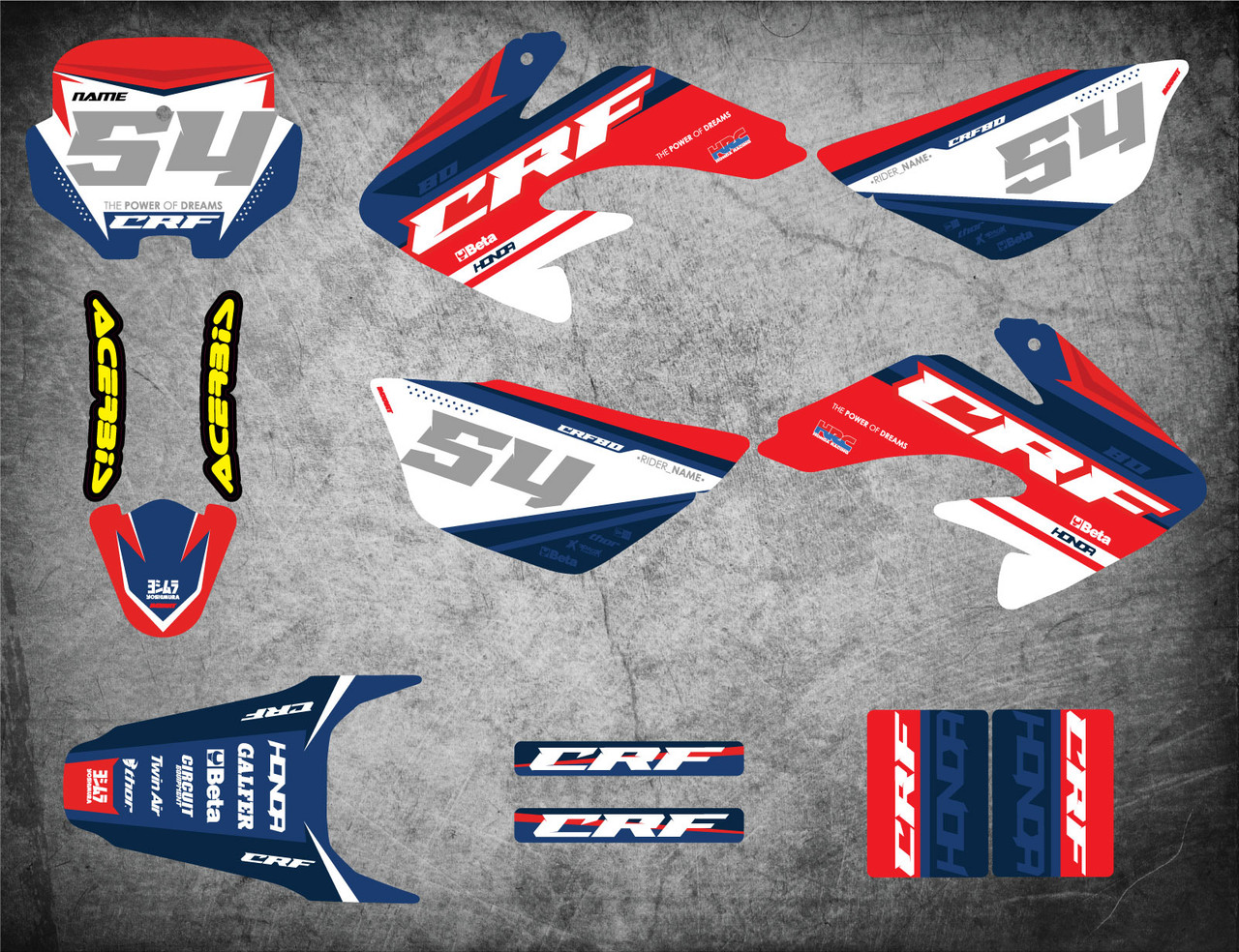 Honda CRF 70/80/100 Full Sticker Kit FIERCE Style - MotoXart