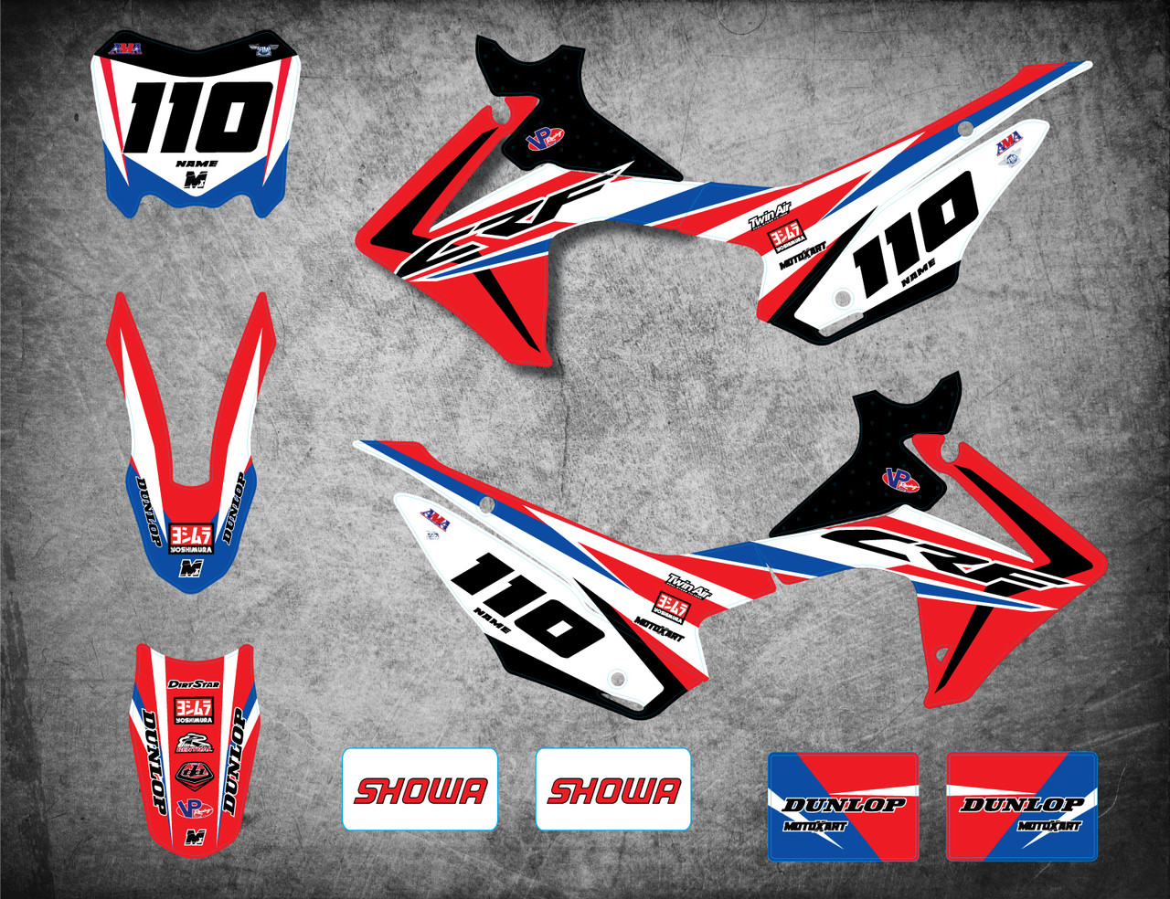 Honda CRF 110 SLEEK style full Sticker Kit - MotoXart