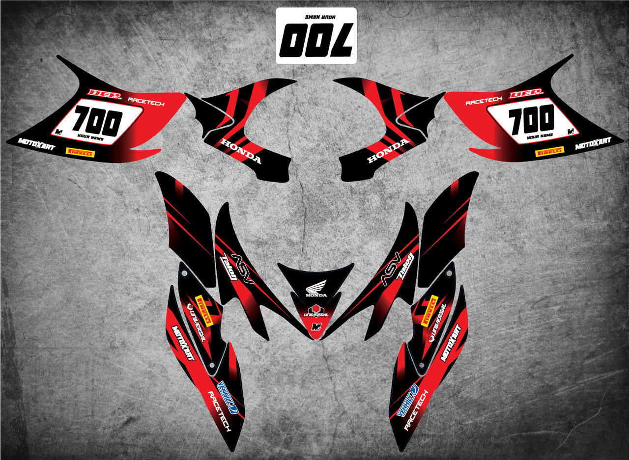HONDA QUAD ATV Full custom graphics kit THUNDER Style Sticker Kit ...