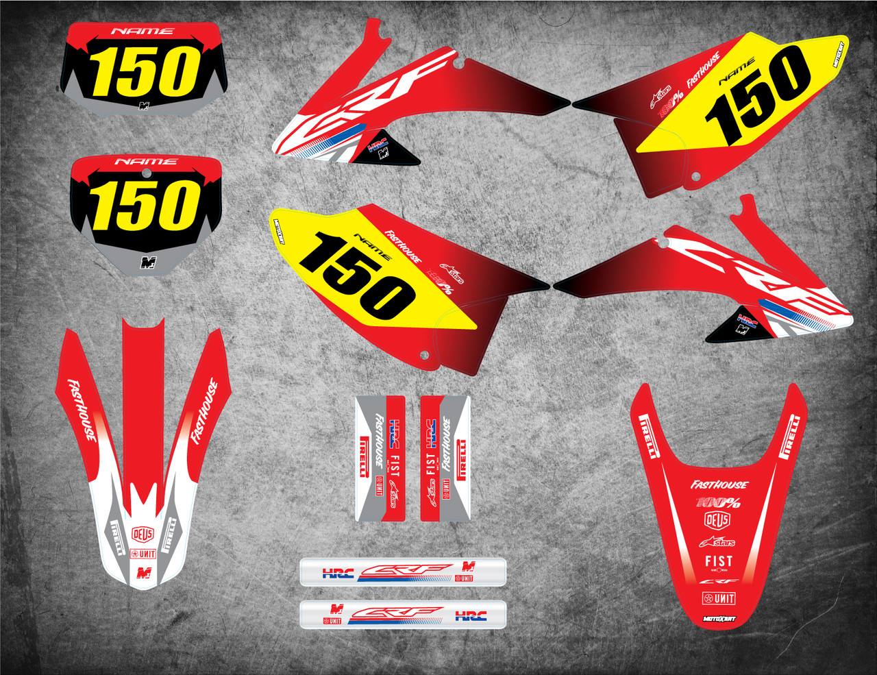 CRF 150 PRO style full Sticker Kit - MotoXart