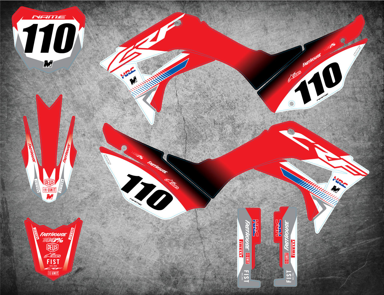 Honda CRF 110 PRO style full Sticker Kit - MotoXart