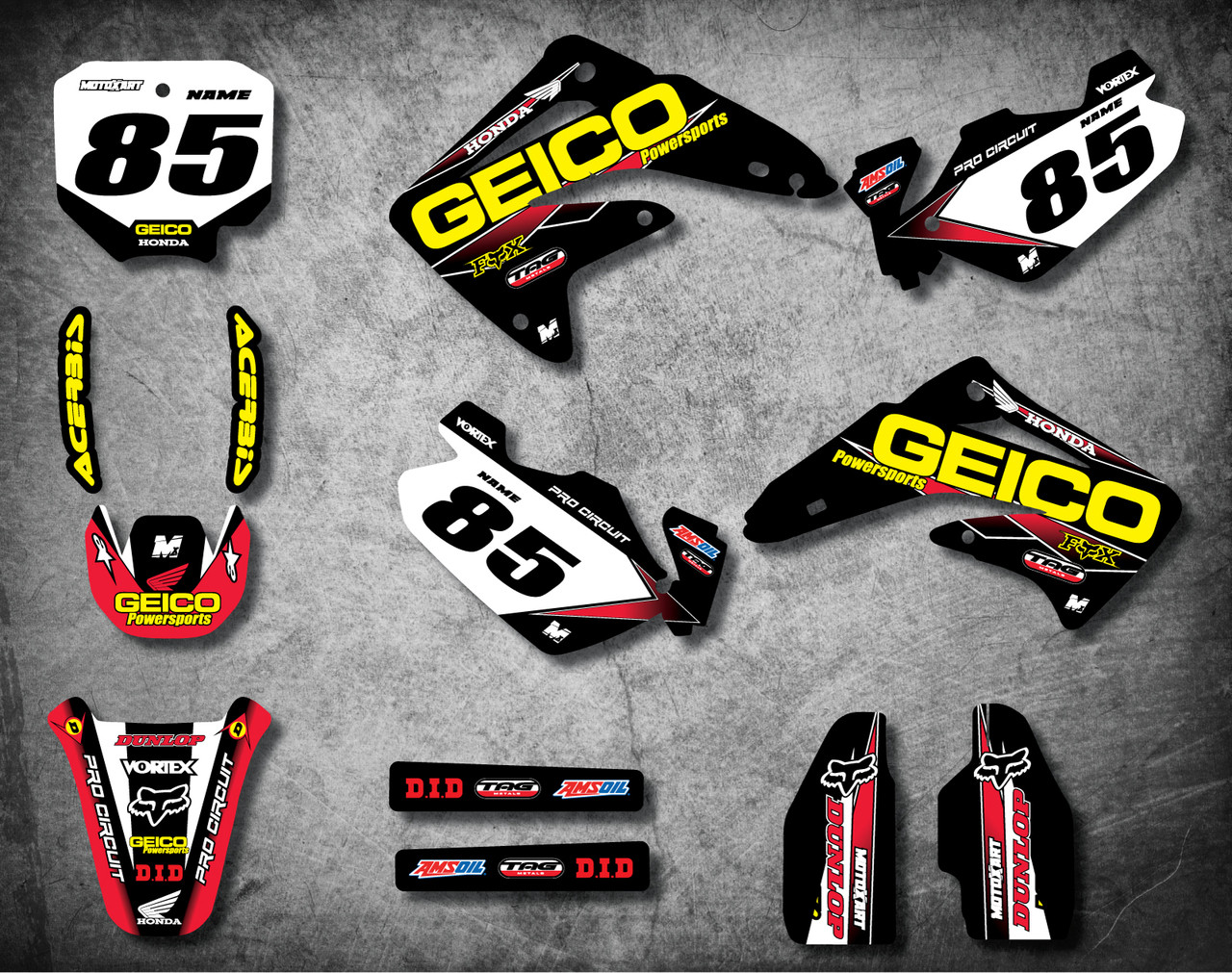 Honda 125cc and above GEICO STYLE full Sticker Kit - MotoXart
