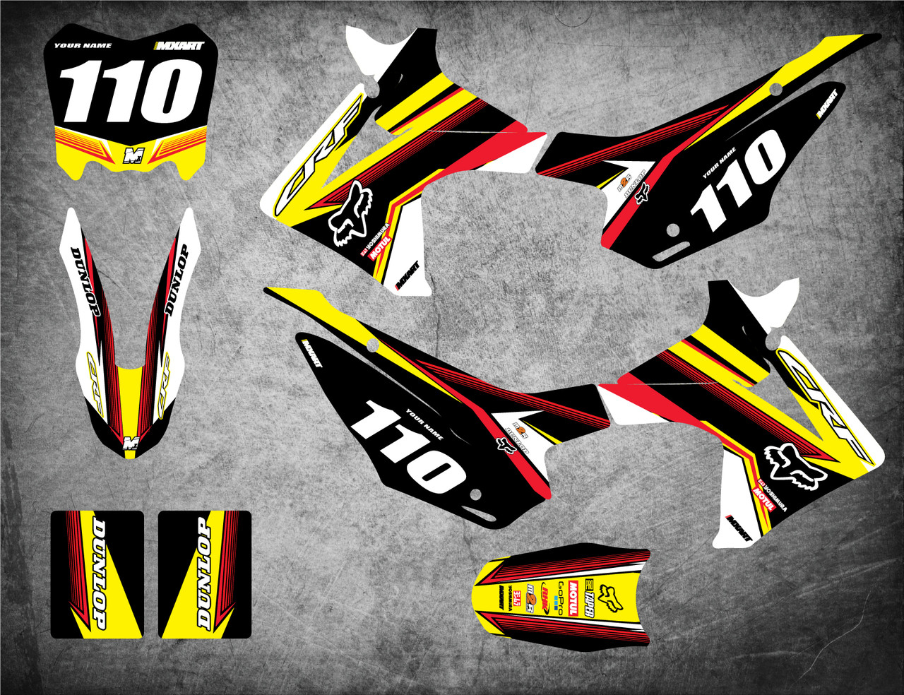 Honda CRF 110 FLOW style full Sticker Kit - MotoXart