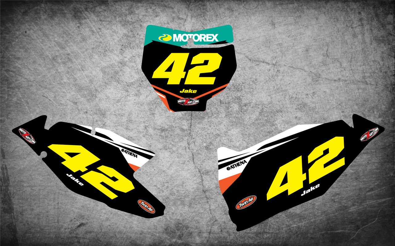 Premium KTM number plate graphics Australia "STRIKE" style pro grade ...