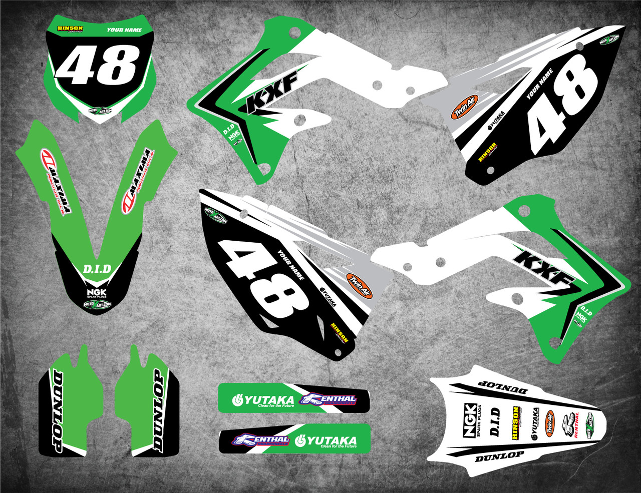 Premium quality motocross graphics "REBOUND" style quality KAWASAKI ...