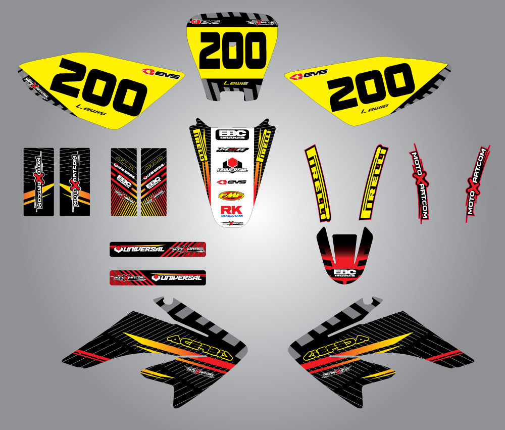 CRF 70/80/100 Full Graphics Kit Factory Style - MotoXart
