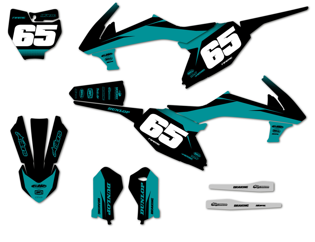 Premium Quality Crossfire Dirt Bike Graphics :: MXart :: Groove Teal Style