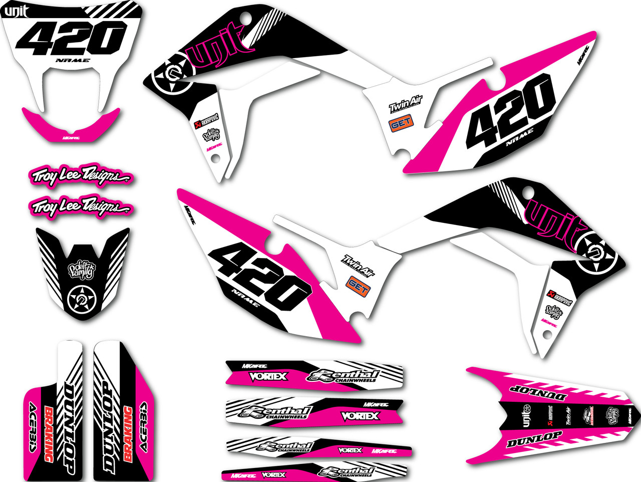 Premium Quality Crossfire Dirt Bike Graphics :: MXart :: Hush Pink Style