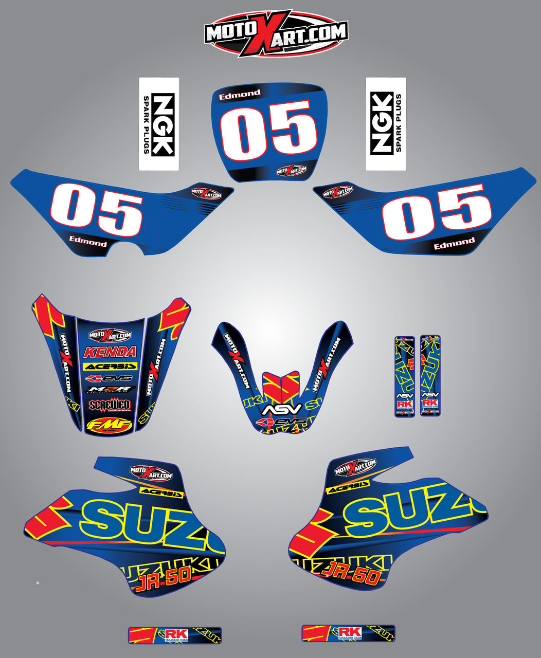 Suzuki 50cc Mashed style full Sticker Kit - MotoXart