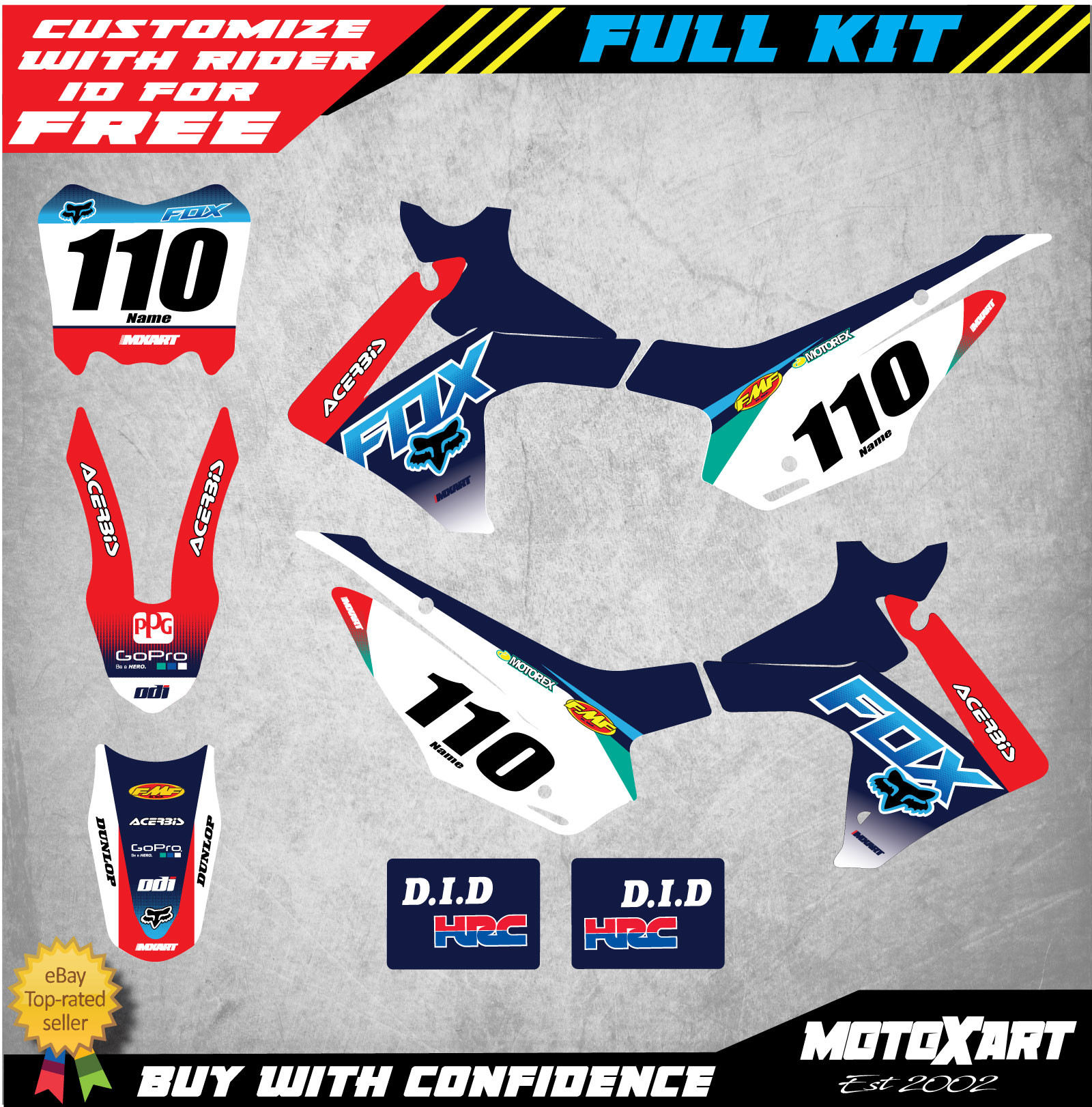 Honda CRF 110 FOXY style full Sticker Kit - MotoXart
