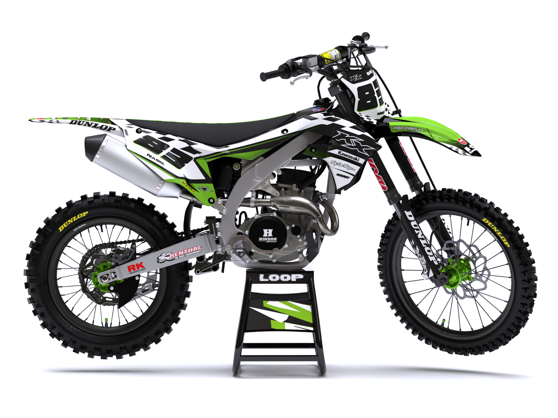 Kawasaki full graphics kits Australia, pro grade dirt bike decals.