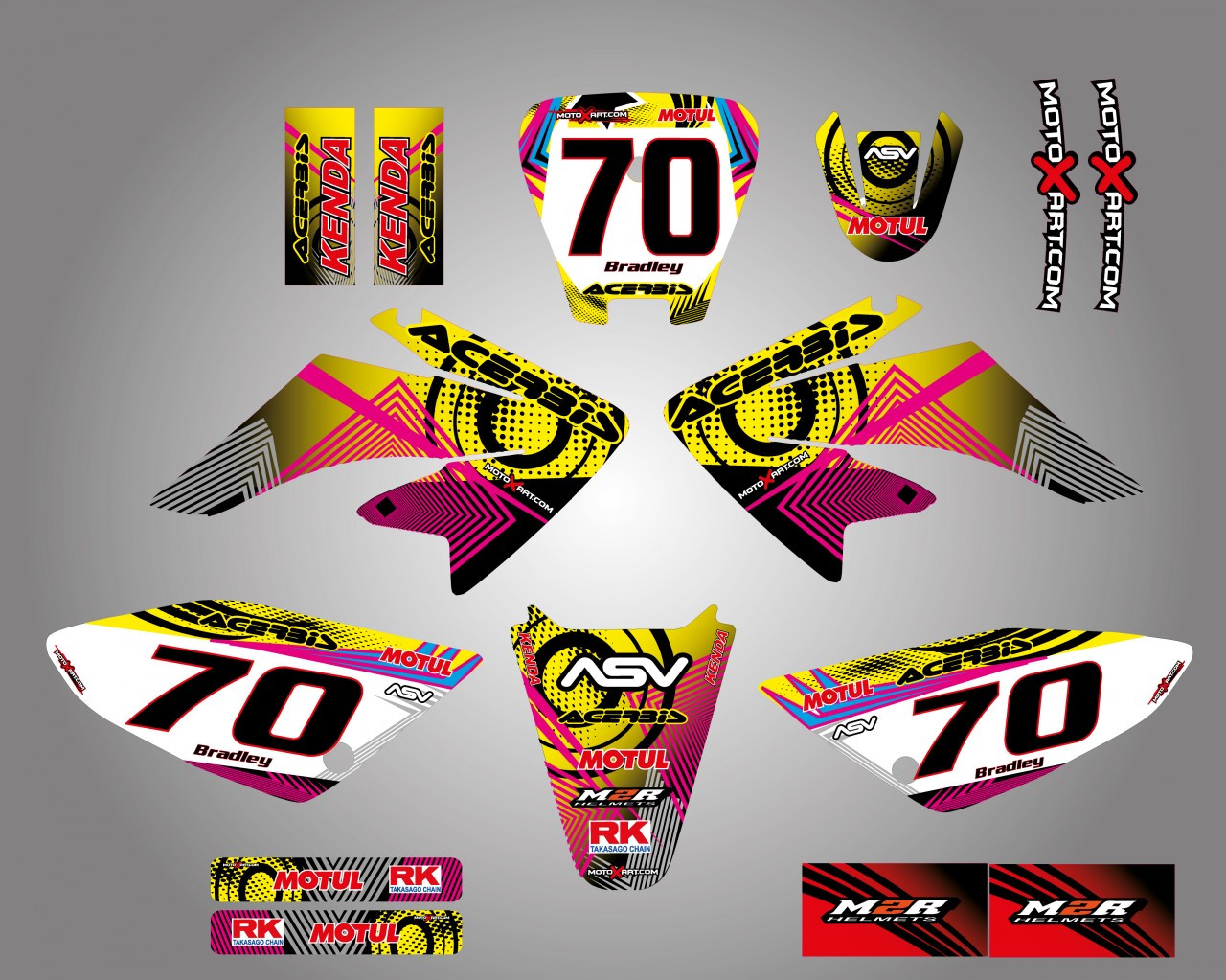 Honda CRF 70/80/100 Full Graphics Kit Neon Style - MotoXart