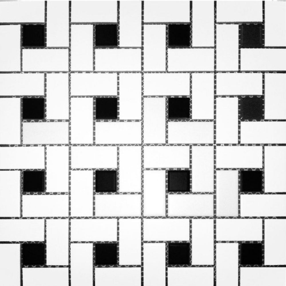 Statements Inc Cc Mosaics Matte White W/ Black Dot Pinwheel Mosaic | Tile