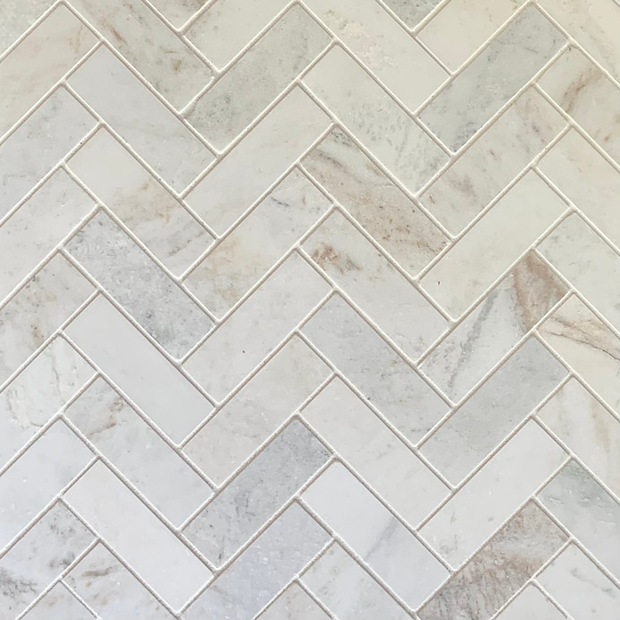 Z Collection Cashmere White Stone Essentials Honed Herringbone Mosaic 1 ...