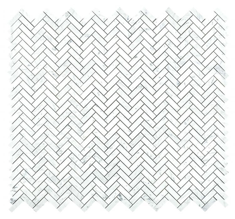 Elysium Tiles Inc Chevron Long Carrara Mosaic 11" X 12.5" | Stone