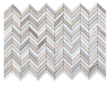 Elysium Tiles Inc Chevron Blue Mosaic 8" X 12" | Tile