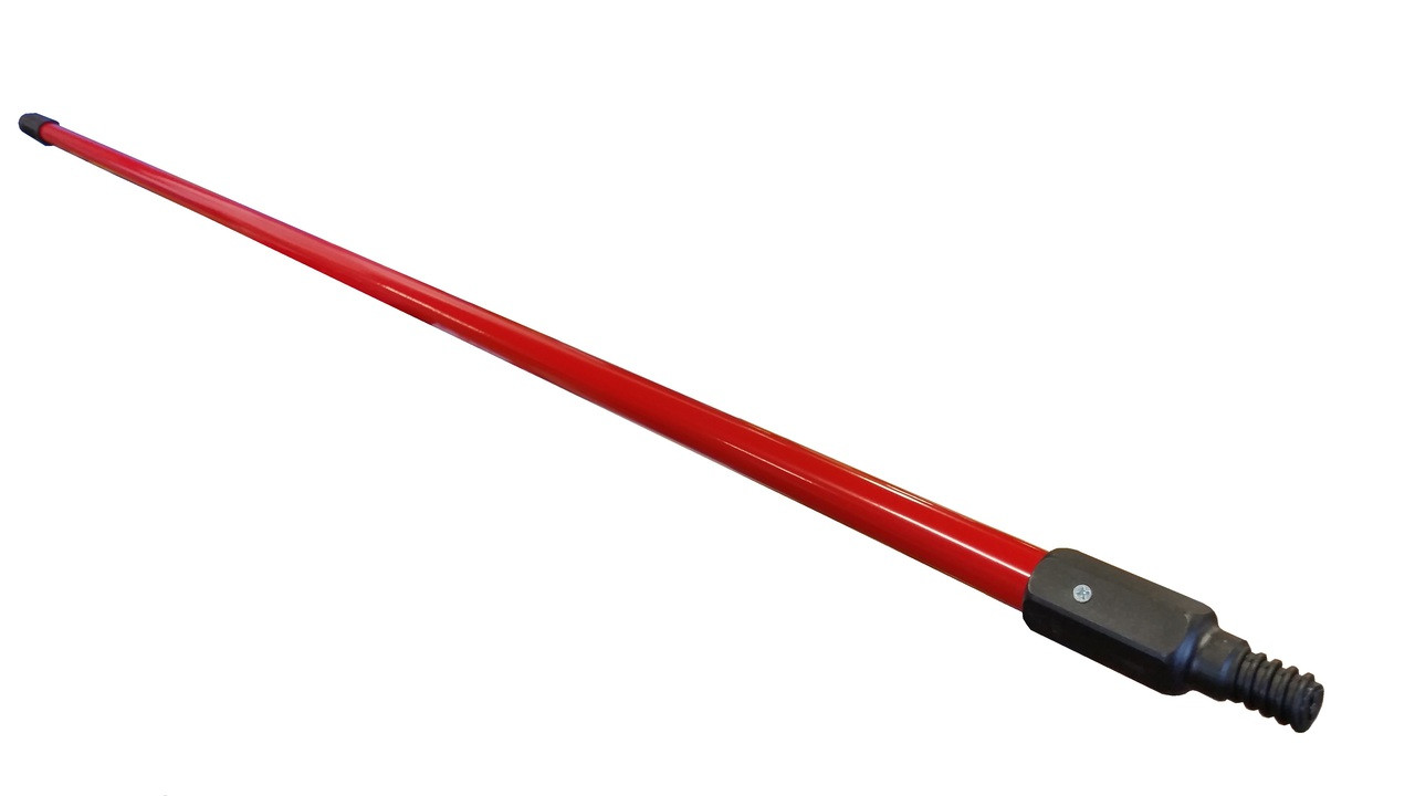 60" Red Powder Coated Metal Broom Handle with Black Hex Thread - 10 pack