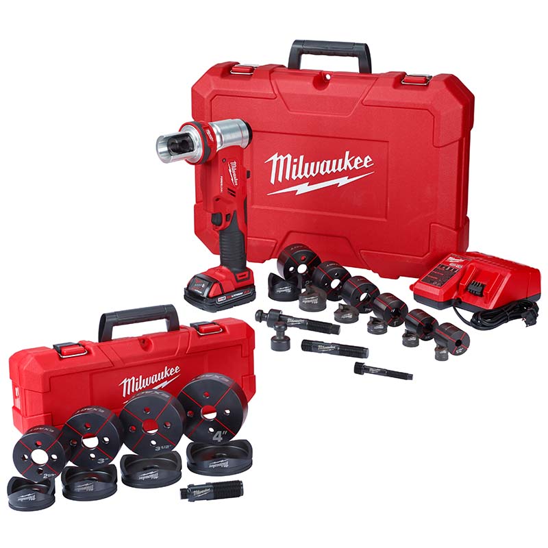KNOCKOUT TOOL 1/2" - 4" 6 TON KIT CORDLESS M18 FORCE LOGIC (MIL-2677-23) - Ballard Industrial