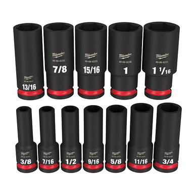 SOCKET SET SAE 6PT DEEP 1/2" DR 12 PC SHOCKWAVE IMPACT 3/8" - 1-1/16 ...