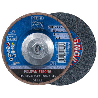 FLAP DISC T-29 CONICAL POLIFAN 7" X 5/8"-11 36 GRIT (PFE-62980 ...