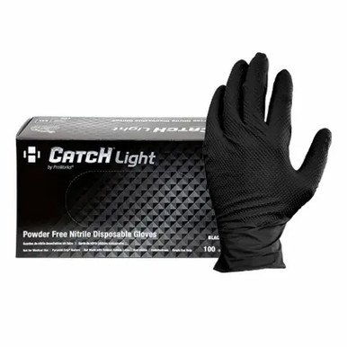 GLOVES NITRILE PYRAMID GRIP BLK CATCH LITE POWDER FREE 6 MIL 100/BX M ...