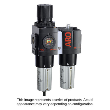 1" FRL COMBO W/GAUGE MANUAL DRAIN METAL BOWL W/SIGHT GLASS 215 SCFM 3000 SERIES (ARO-C38461-810 ...