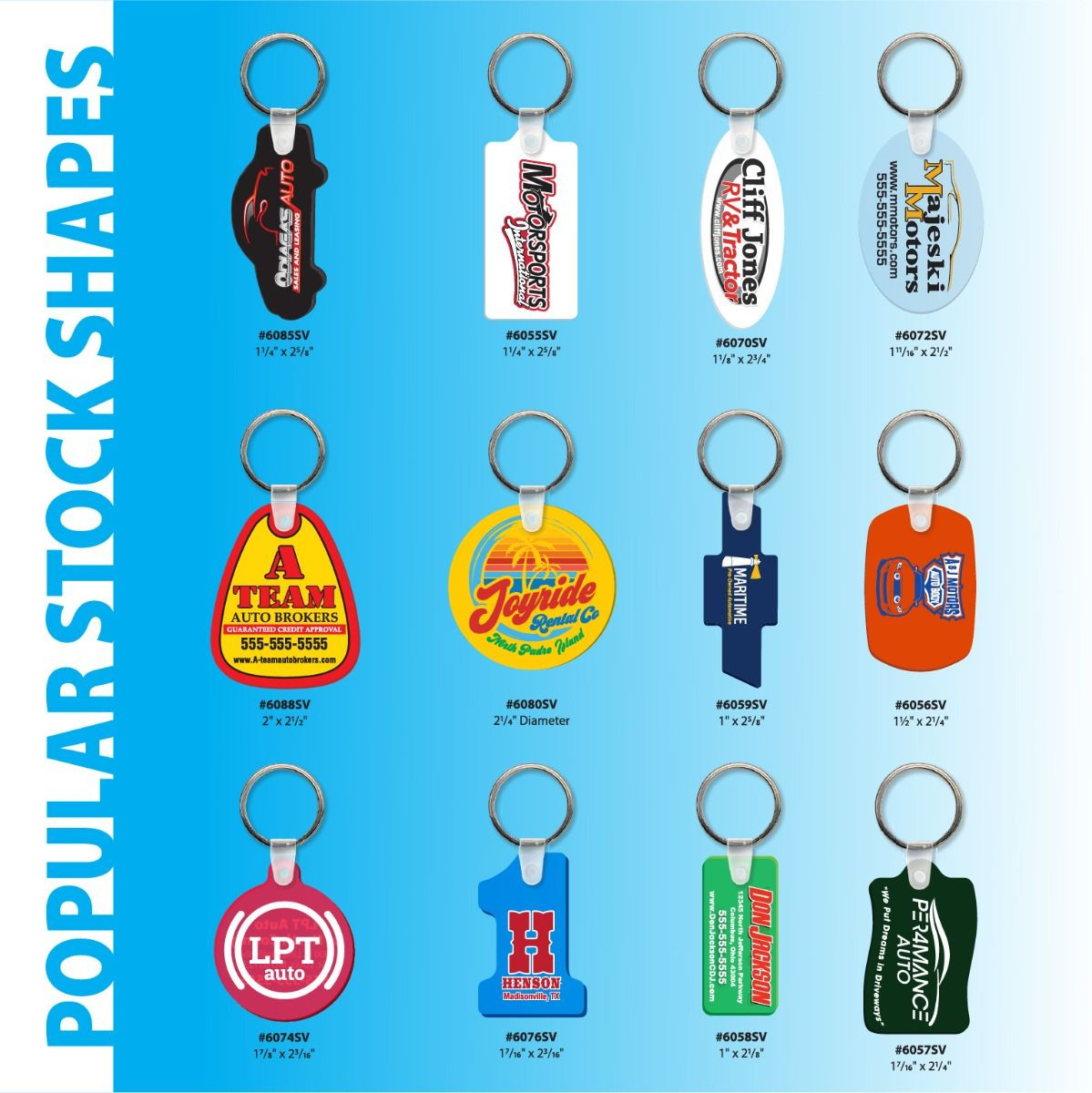Soft Vinyl Key Tags - Popular Shapes - Karn Automotive Products