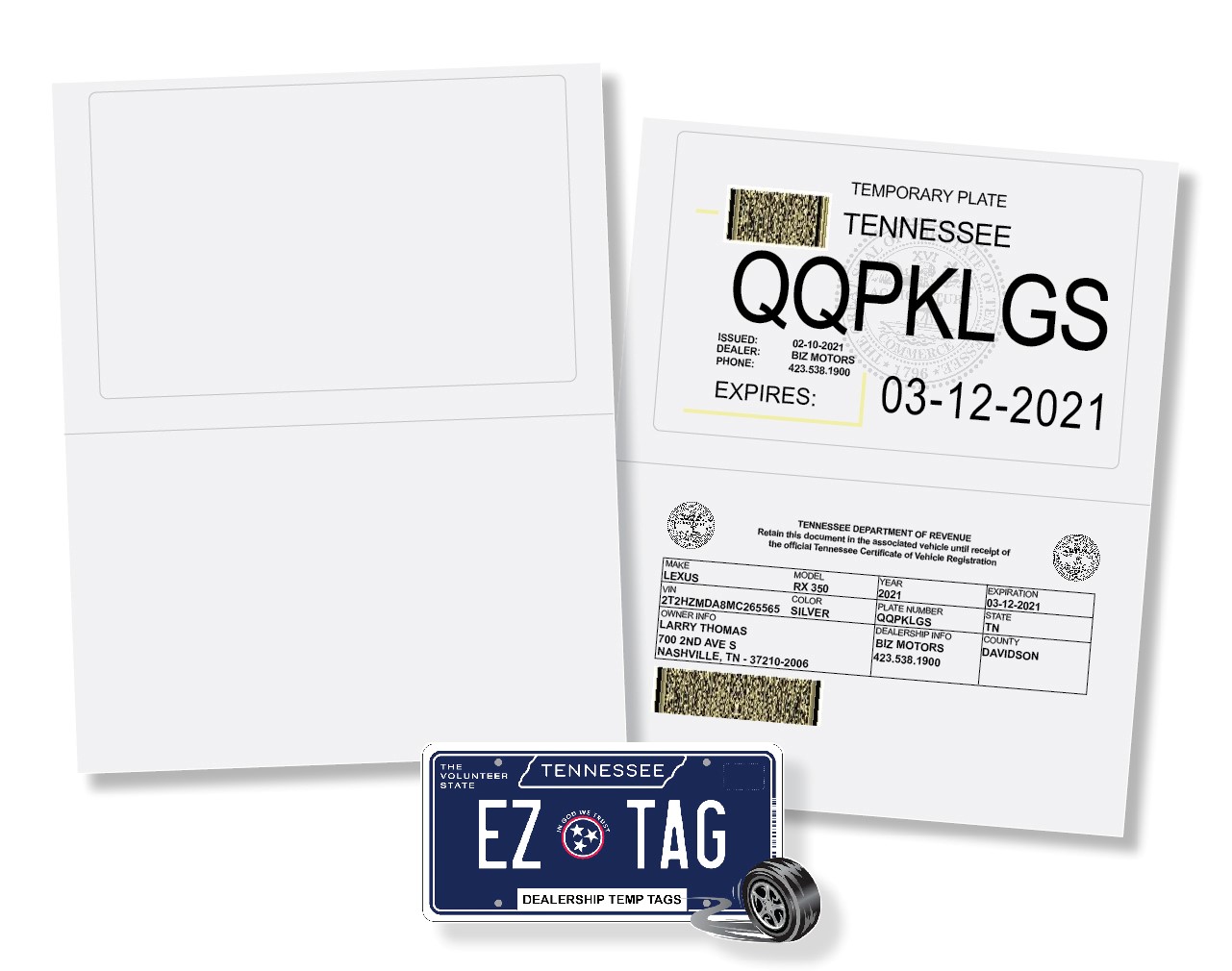 EZ Tag Motor Vehicle Adhesive Label / Paper - Karn Automotive Products
