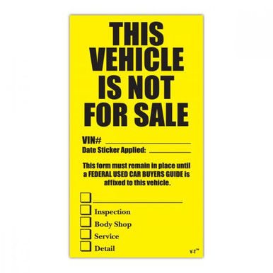 Vehicle Not For Sale Sticker #788 - Karn Automotive Products