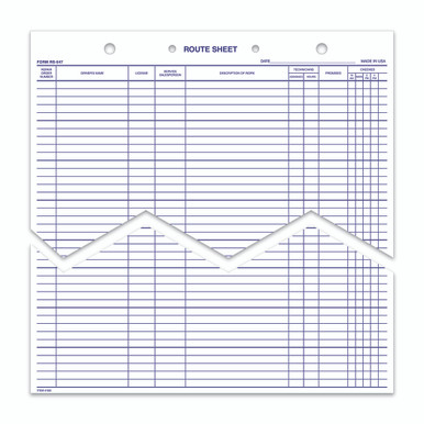 Route Sheet - RS-547 - 50 Line, 12" x 15" 100 Per Pack - Karn ...