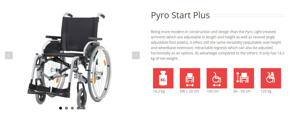 Pyro Start Plus V1 (Fixed Backrest) Aluminium Wheelchair - Mack n Me ...