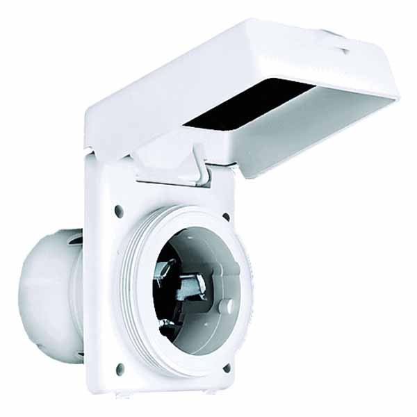 50A 125V shore power inlet White Non-metallic - Boat Electricals