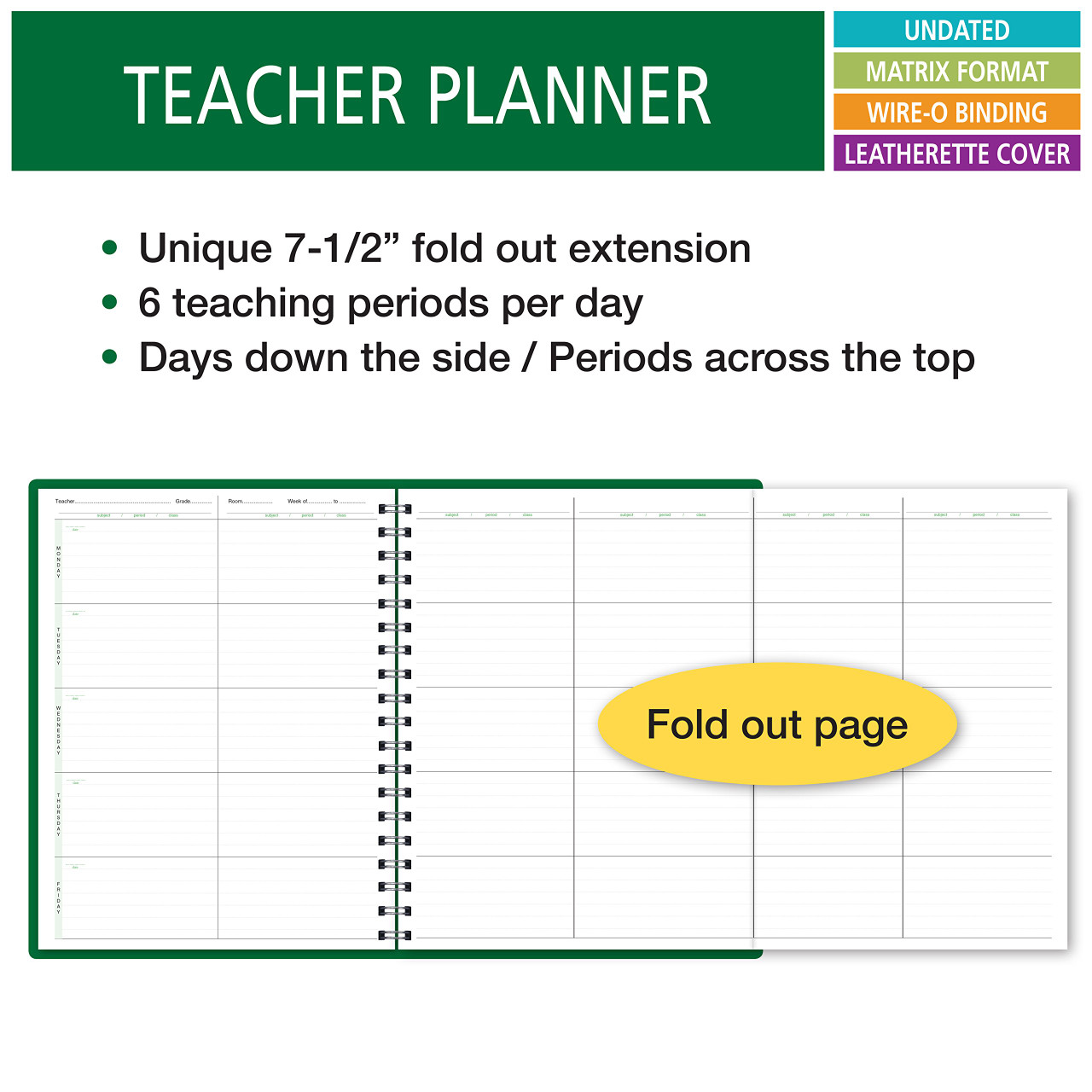 6 Period WIDE Teacher Lesson Plan Book (6WPL) - AJ-M88T-SCOW - Elan ...