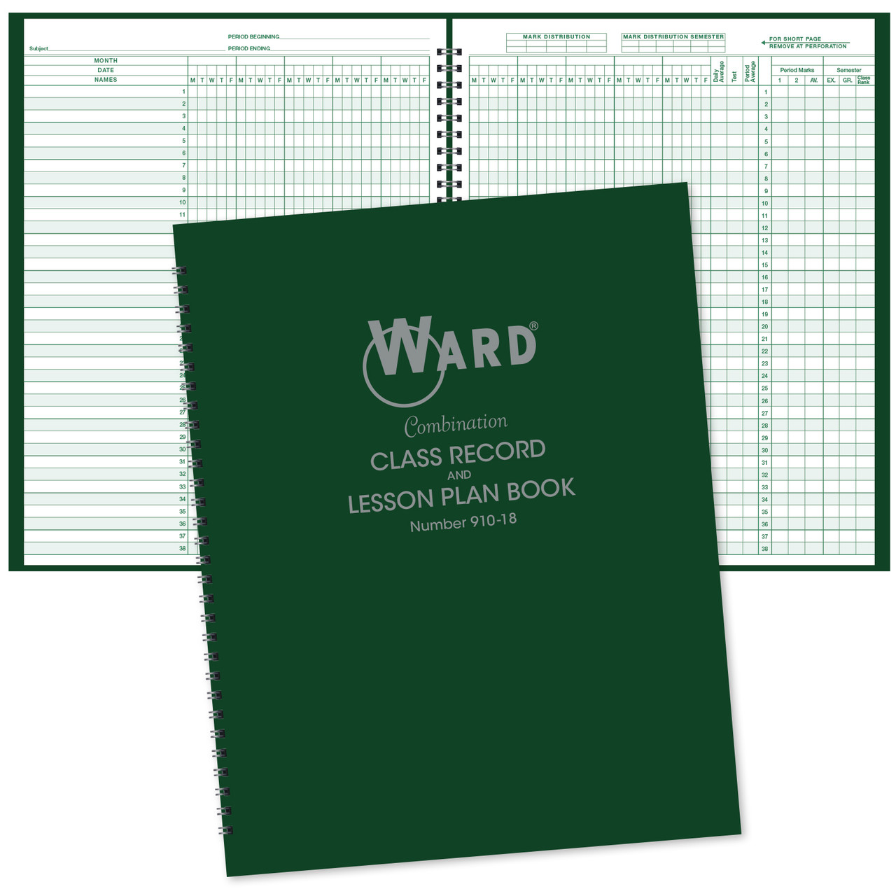 Ward Combination 9-10 Week Class Record + 8 Period Lesson Plan Book ...