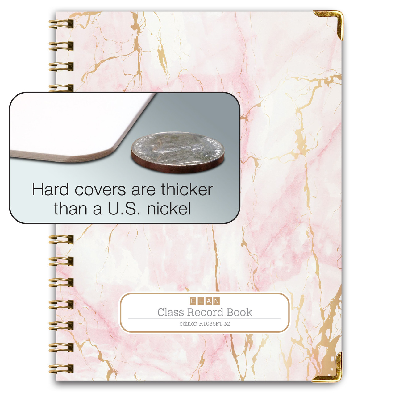 Hardcover Class Record Book for 9-10 Weeks - 35 Names - Large Squares ...